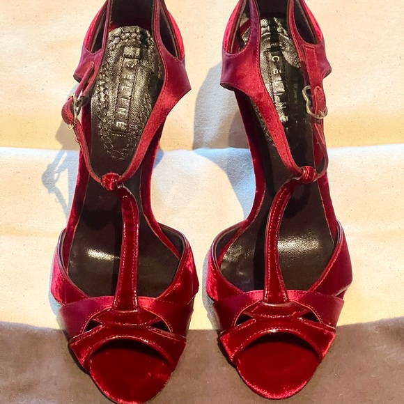 Celine | Shoes | Authentic Celine Red Velvet Heels 355 | Poshmark